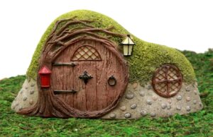 ebros gift enchanted fairy garden miniature withered tree cottage house under curved stony green hill figurine 4" h do it yourself ideas for your home