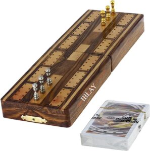 indian glance cribbage board game with storage unique metal pegs and playing cards game gift set box