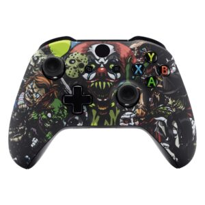 extremerate soft touch scary party patterned faceplate cover, front housing shell case replacement kit for xbox one x s controller - controller not included