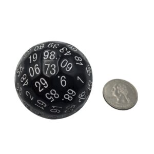 Skull Splitter Dice Single 100 Sided Polyhedral Dice (D100) | Solid Black Color with White Numbering (45mm) by Skull Splitter Dice