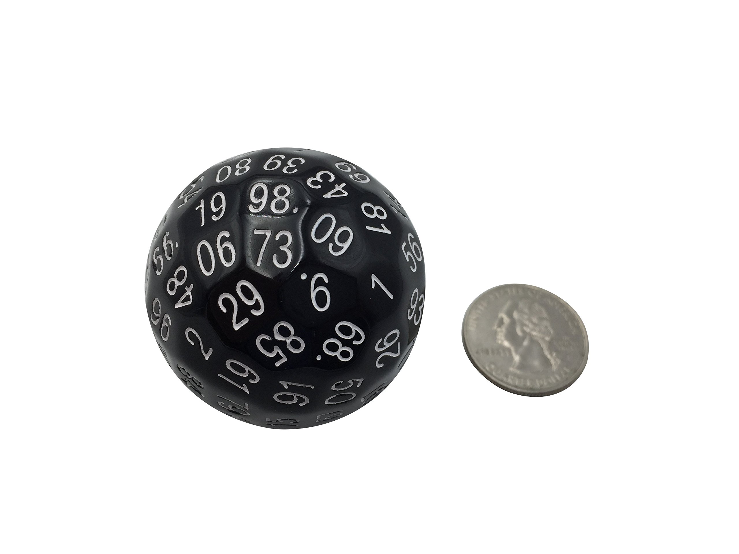 Skull Splitter Dice Single 100 Sided Polyhedral Dice (D100) | Solid Black Color with White Numbering (45mm) by Skull Splitter Dice