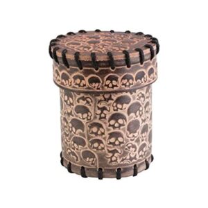 q-workshop skull beige leather dice cup