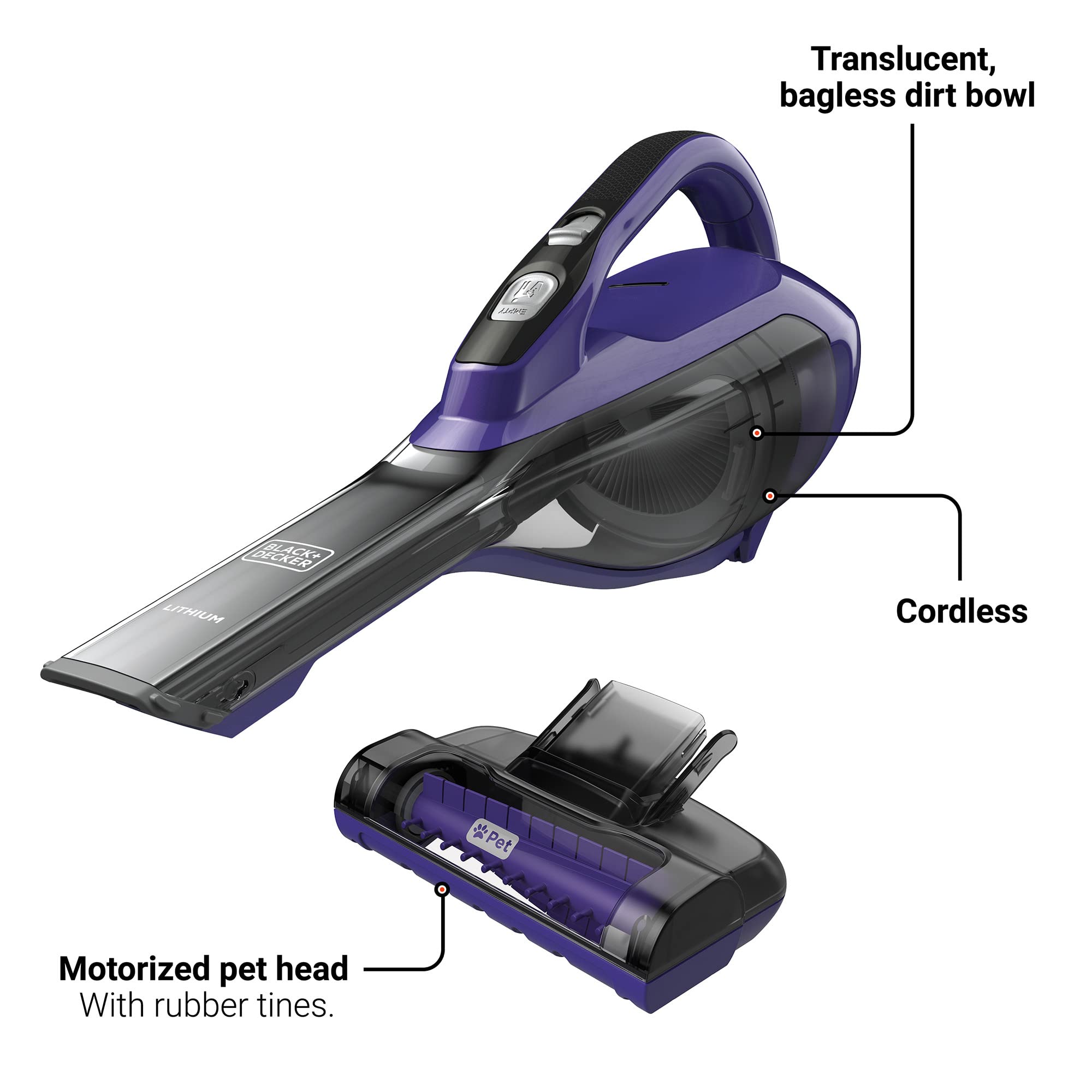 BLACK+DECKER dustbuster furbuster AdvancedClean Cordless Pet Handheld Vacuum, Home and Car Vacuum (HLVA325JP07)