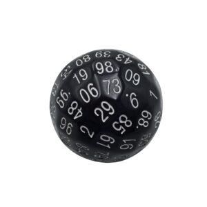 Skull Splitter Dice Single 100 Sided Polyhedral Dice (D100) | Solid Black Color with White Numbering (45mm) by Skull Splitter Dice