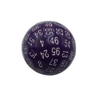 Single 100 Sided Polyhedral Dice (D100) | Solid Purple Color with White Numbering (45mm) by Skull Splitter Dice