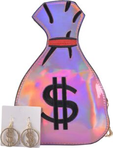 women's pu hologram laser money bag design purse handbags cross-body messenger shoulder bag a-pink