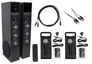 rockville all-in-one bluetooth home theater/karaoke machine system w/(2) mics