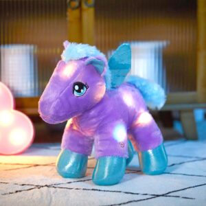 BSTAOFY Light up Pegasus Stuffed Animal Glow Unicorn LED Soft Plush Toys, Bedtime Nightlight Companion Gift for Kids on Christmas Birthday Valentines Day, Purple