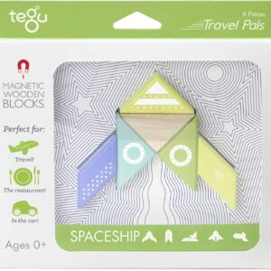 6 Piece Tegu Travel Pal Magnetic Wooden Block Set, Spaceship