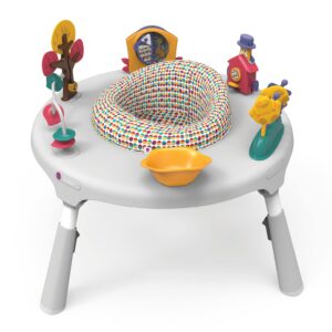 oribel portaplay baby activity center: development focused toys. foldable, portable, and transforms to a play table, unisex (wonderland adventure, gray)