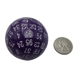 Single 100 Sided Polyhedral Dice (D100) | Solid Purple Color with White Numbering (45mm) by Skull Splitter Dice