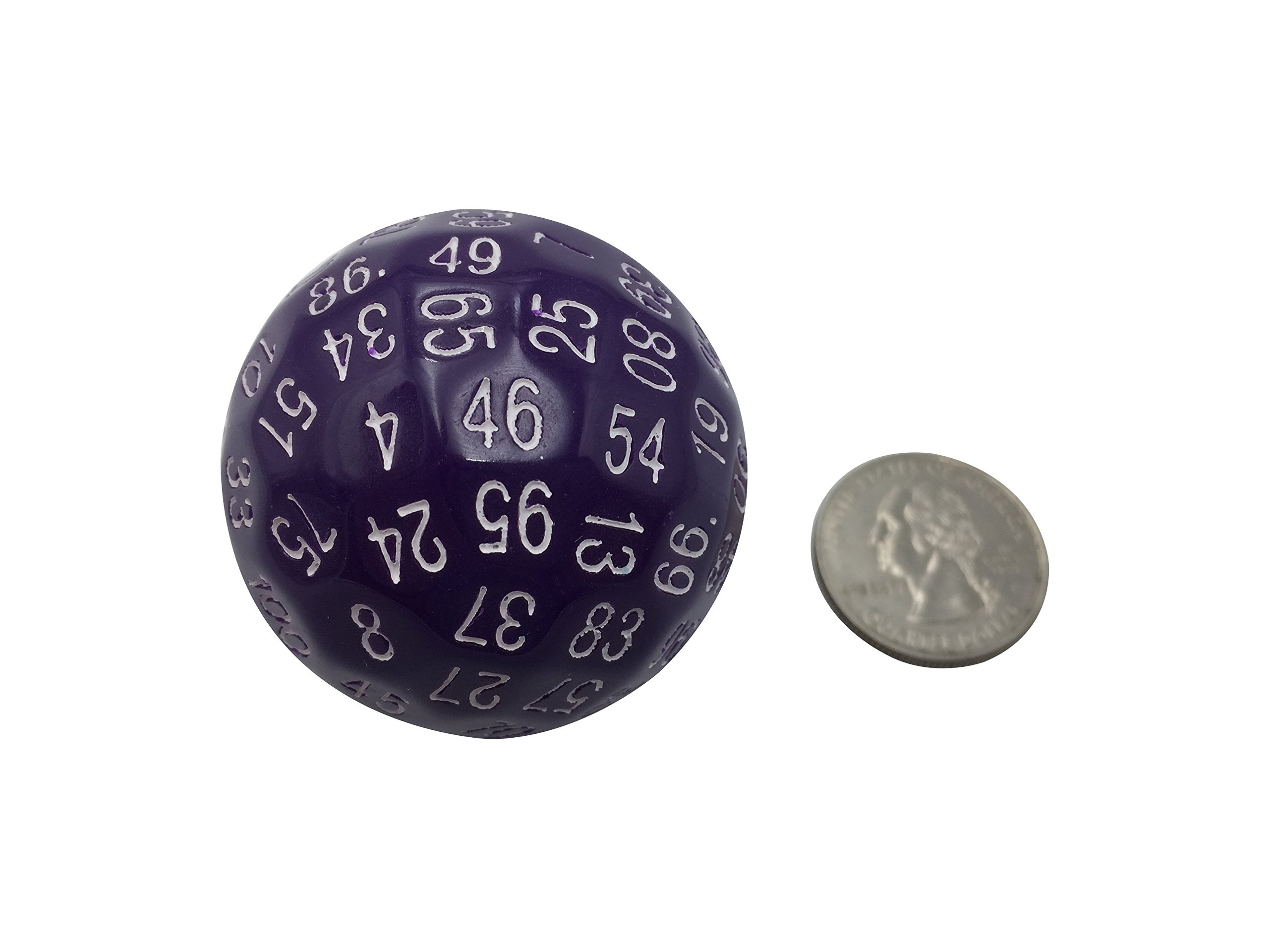 Single 100 Sided Polyhedral Dice (D100) | Solid Purple Color with White Numbering (45mm) by Skull Splitter Dice