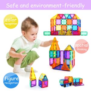 Children Hub 46pcs Magnetic Tiles Set - Educational 3D Magnet Building Blocks - Building Construction Toys for Kids - Upgraded Version with Strong Magnets - Creativity, Imagination, Inspiration