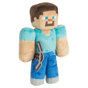 jinx minecraft steve plush stuffed toy, multi-colored, 12" tall