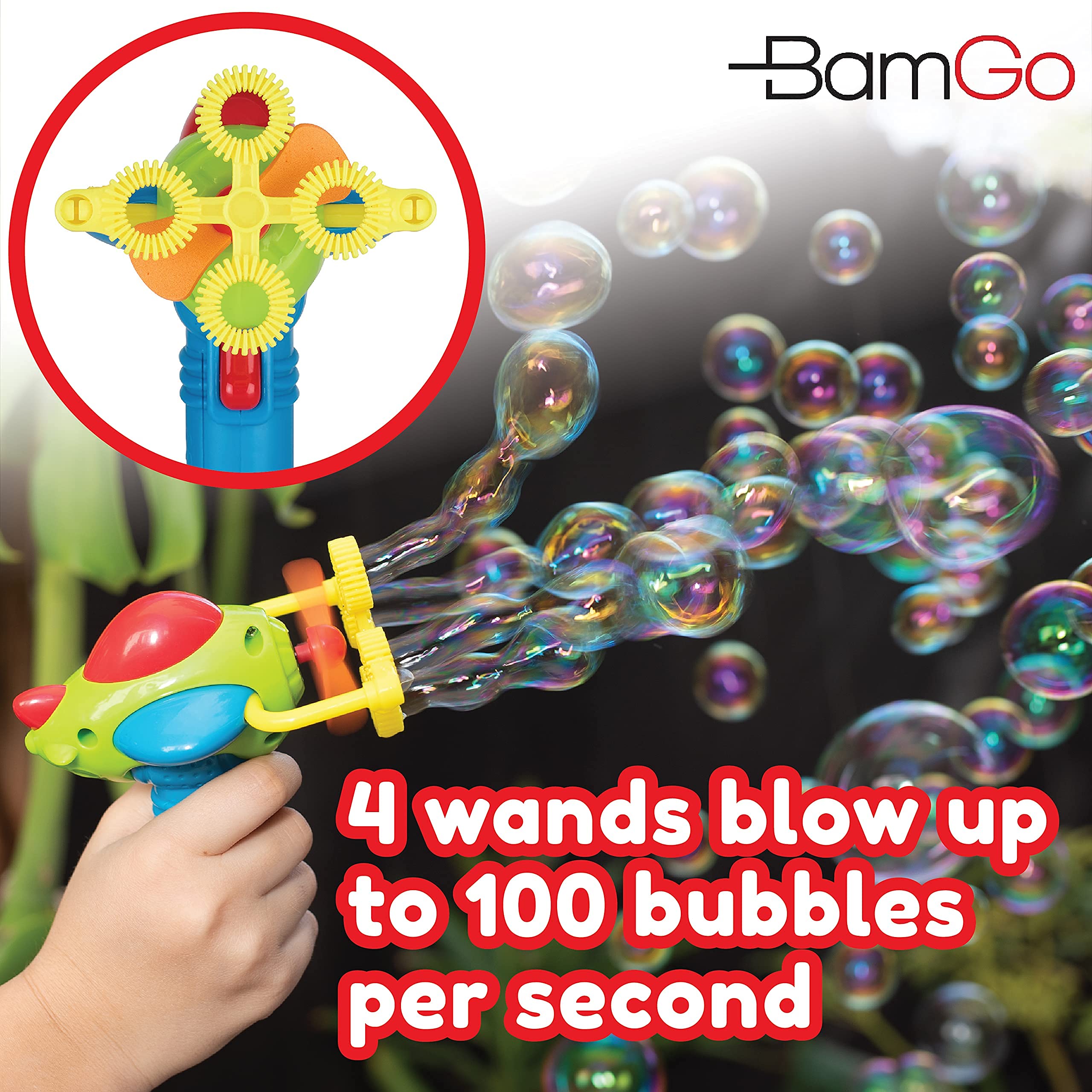 BAMGO Bubble Blaster for Kids (Boys, Girls) | Toy Bubble Gun| Non-Toxic and Leak Resistant| Outdoor Games | Bubble Machine | Bubbles for Kids and Toddlers | Easter Basket Stuffers