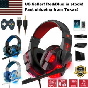 plextone pc780 gaming headset with microphone stereo bass earphone for pc, xbox one, ps4, mac, mobile and vr (black and red)