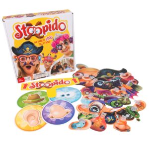 outset media stoopido - the family party game of 1000 silly faces - includes 25 double-sided face masks for endless combinations - ages 6+