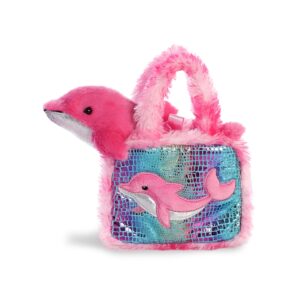 aurora® fashionable fancy pals™ dolphin stuffed animal - on-the-go companions - stylish accessories - multicolor 7 inches