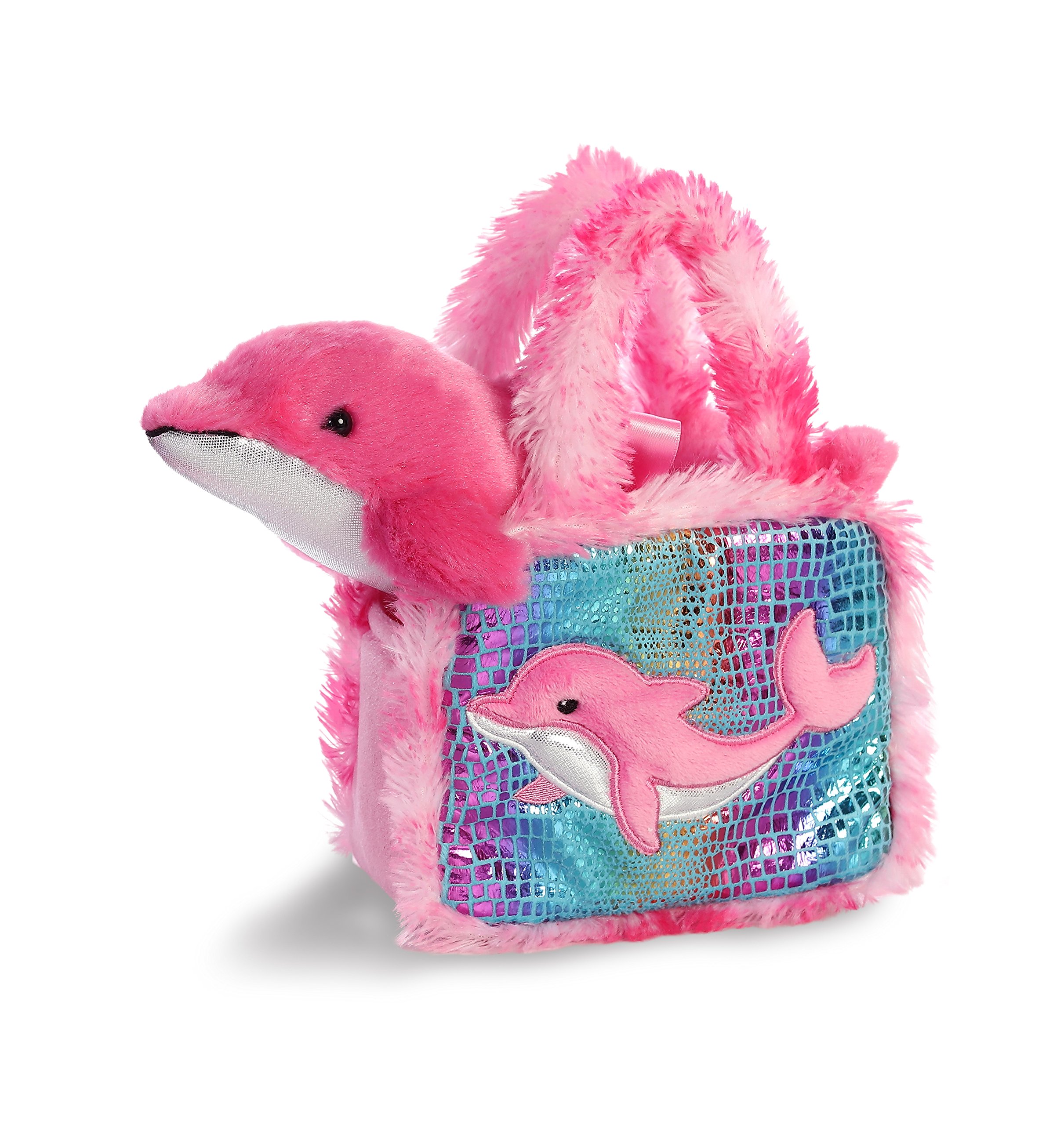 Aurora® Fashionable Fancy Pals™ Dolphin Stuffed Animal - On-The-go Companions - Stylish Accessories - Multicolor 7 Inches