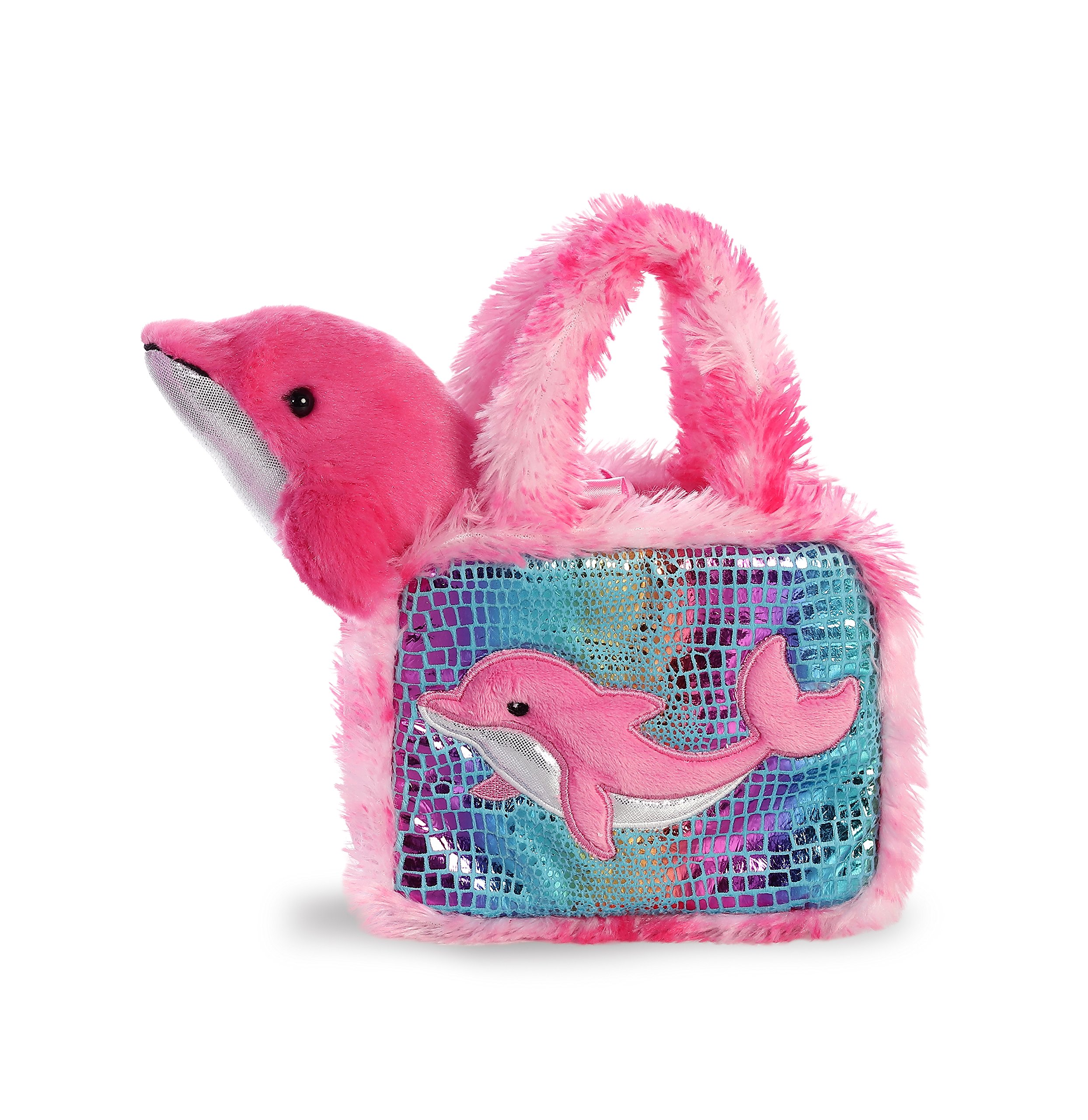 Aurora® Fashionable Fancy Pals™ Dolphin Stuffed Animal - On-The-go Companions - Stylish Accessories - Multicolor 7 Inches