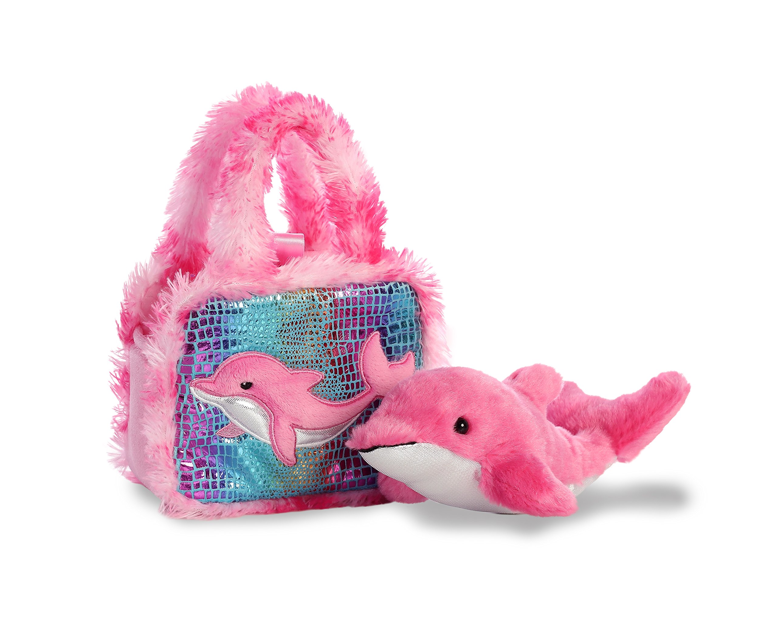 Aurora® Fashionable Fancy Pals™ Dolphin Stuffed Animal - On-The-go Companions - Stylish Accessories - Multicolor 7 Inches