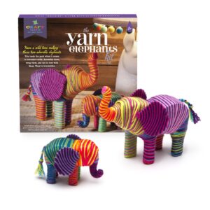 Craft-tastic — Yarn Elephants Kit — Craft Kit Makes 2 Yarn-Wrapped Elephants — for Ages 8+