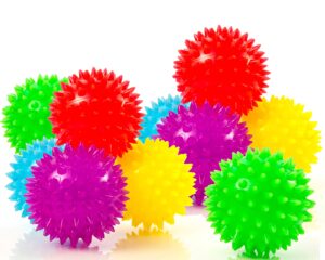 impresa 10-pack of spiky sensory balls - squeezy and bouncy fidget toys/sensory toys - bpa/phthalate/latex-free