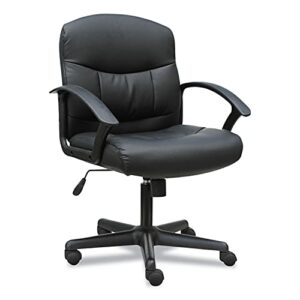 sadie mid-back task chair- fixed armed computer chair for office desk, black leather (hvst303)