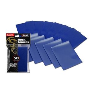 bcw deck guard - double matte blue card sleeves | acid-free, archival-safe, no pvc | anti-glare matte finish | fits standard 2½" x 3½" game cards | durable deck protector sleeves | 1500 ct