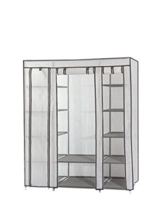 dream palace portable white fabric wardrobe, shelves, covered closet rack, sock organizer, hanger 59 inches