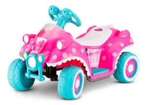 kid trax toddler disney minnie mouse quad ride-on, kids 18-30 months, 6v battery and charger included, max weight 45 lbs, hot pink