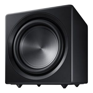 samsung sound+ swa-w700 wireless subwoofer, front firing design with 10-inch driver, ultra-deep 27hz bass, pairs automatically with sound+ soundbars