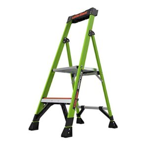 little giant ladders, mightylite, m4, 4 ft stepladder, ground cue, fiberglass, type iaa, 375 lbs weight rating, green, (15384-001)