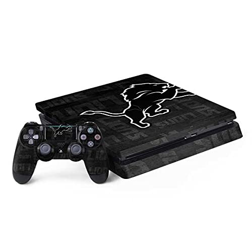 Skinit Decal Gaming Skin Compatible with PS4 Slim Bundle - Officially Licensed NFL Detroit Lions Black & White Design