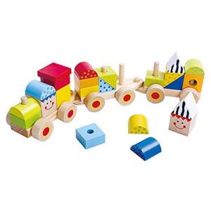 Fat Brain Toys Learning Locomotive - Wooden Stacking Block Train for Preschoolers