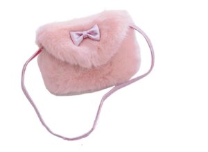 kids girls toddlers lovely bowknot hairy mini shoulder bags crossbody bags cell phone case holder small purse clutch cross body handbags for 1-5 yrs, great for birthday christmas