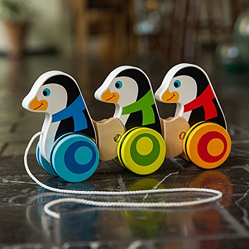 Fat Brain Toys Pull Along Penguins - Pull Along Penguin Parade Active Play for Babies