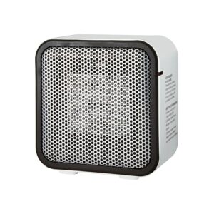 amazon basics ceramic space heater, mini heater for office desk, 500 w, portable tent heater for camping (indoor use), with tip-over protection, lightweight (1.4 lbs), white, 5.9 x 3.2 x 6 inches