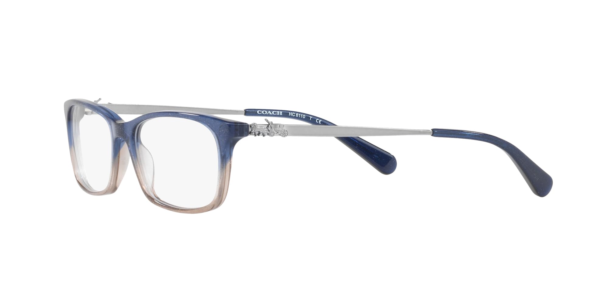 Coach HC6110 Prescription Eyewear Frames, Blue Beige Glitter Gradient/Demo Lens, 50 mm