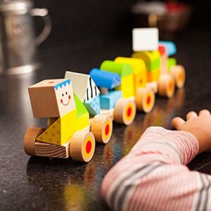 Fat Brain Toys Learning Locomotive - Wooden Stacking Block Train for Preschoolers