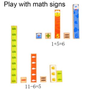 BOHS Montessori Wooden Number Rods - Colorful Math Concept Sticks - Educational Preschool Math Toys