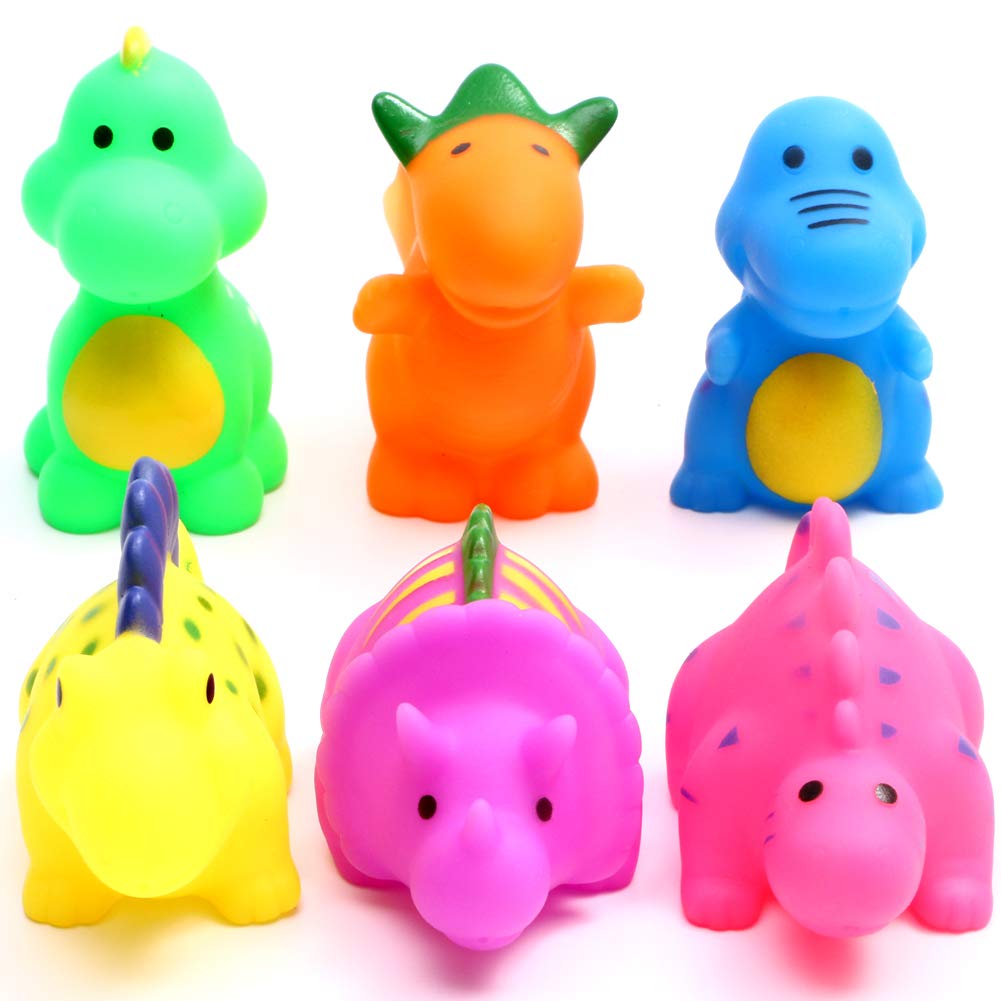 Bathtub Toys Dinosaur Baby Bath Toys Christmas Kids Fun Squirt Toys Floating Bathroom Toys Assorted Colors (6)