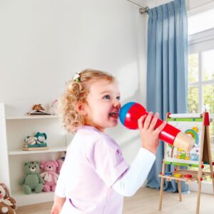 Hape Mighty Echo Microphone | Battery-Free Voice Amplifying Microphone Toy for Kids 1 Year & Up, Red, Model Number: E0337