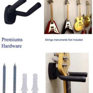 Guitar Wall Hanger Stands Ukulele Wall Mount 2 Pack Violin Hook Keep Holder Display Rack Bracket for Most Guitar Bass Accessories Easy To Install