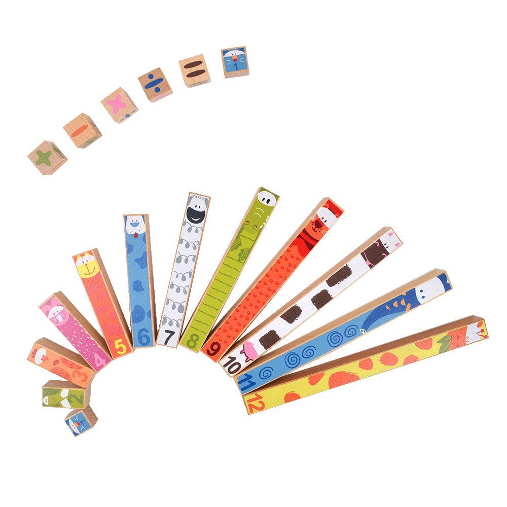 BOHS Montessori Wooden Number Rods - Colorful Math Concept Sticks - Educational Preschool Math Toys