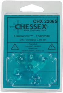 chessex chx23065 dice-translucent mini white set, teal