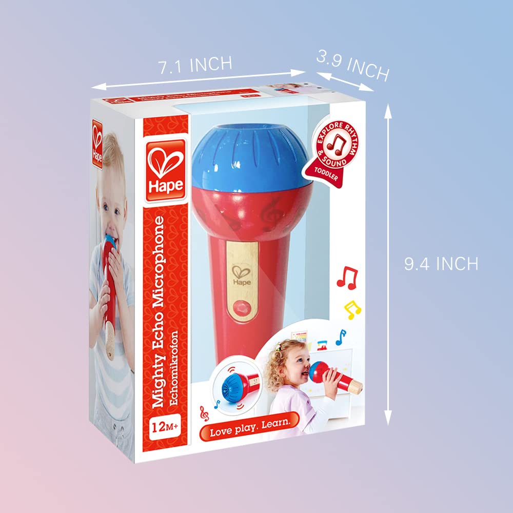 Hape Mighty Echo Microphone | Battery-Free Voice Amplifying Microphone Toy for Kids 1 Year & Up, Red, Model Number: E0337