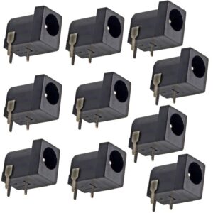 dikavs breadboard-friendly 2.1mm pcb mounting female dc power barrel jack (pack of 10)