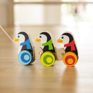 Fat Brain Toys Pull Along Penguins - Pull Along Penguin Parade Active Play for Babies