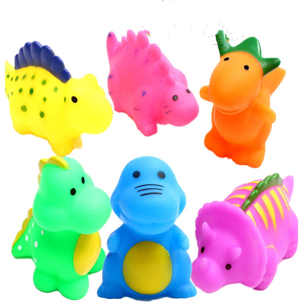 Bathtub Toys Dinosaur Baby Bath Toys Christmas Kids Fun Squirt Toys Floating Bathroom Toys Assorted Colors (6)